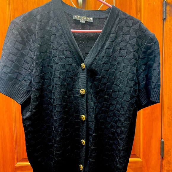 St. John | Tops | St Johns Basic Black Top Gold Buttons | Poshmark